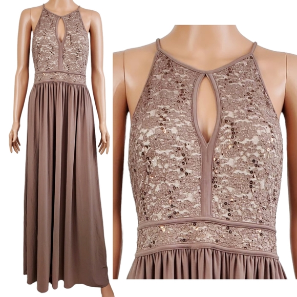 Morgan & Co. | Dresses | Morgan Co Size 9 Keyhole Lace Sequins Tie Back ...